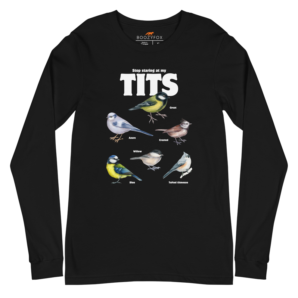 Stop Staring At My Tits Long Sleeve Tee | Boozy Fox